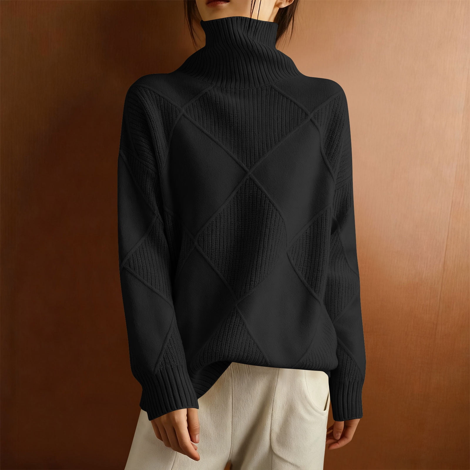 Ahabrexf Sweaters for Women,Women's Everyday Long Sleeved Knitted ...