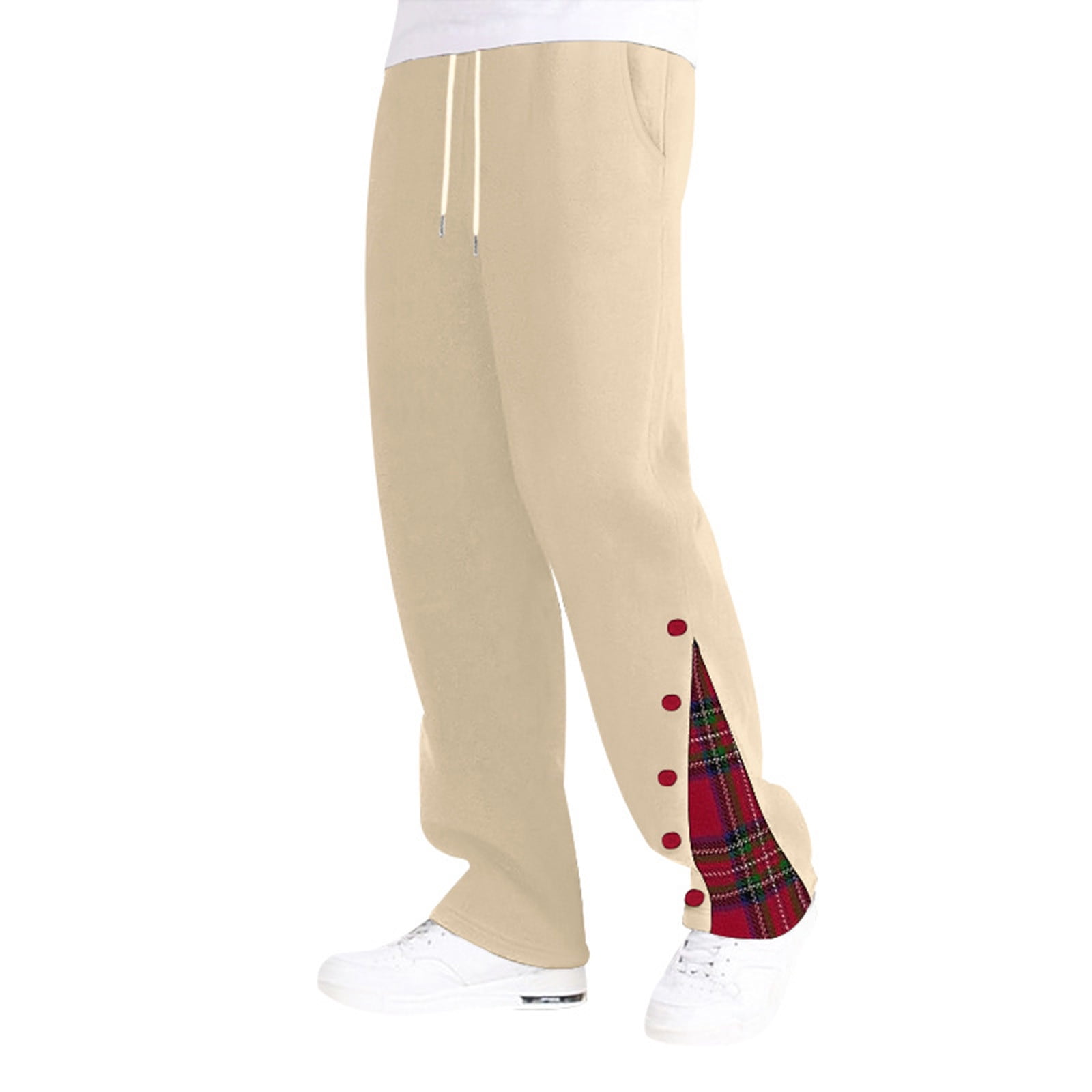 Ahabrexf Man Solid Color Drawstring Pockets Large Size Straight Barrel ...