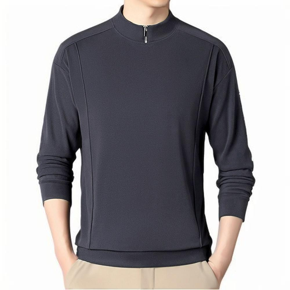 Ahabrexf Shirts for Men T- Man Solid Color Zipper Two-Sided Derung Long ...