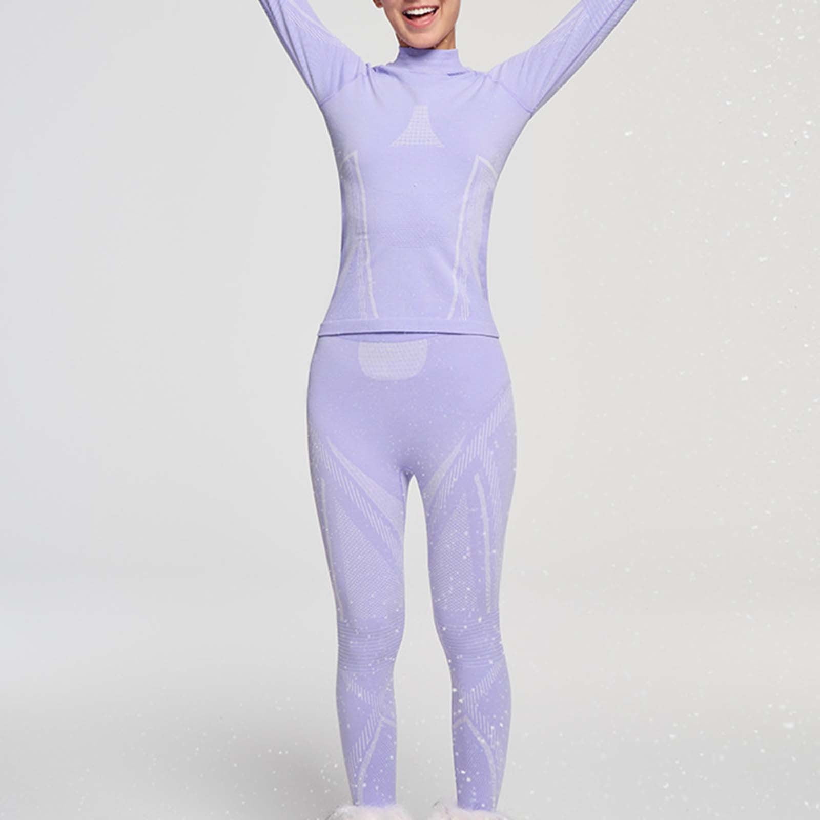Ahabrexf Thermal Underwear for Women,Winter Round Neck Tight Skiing ...