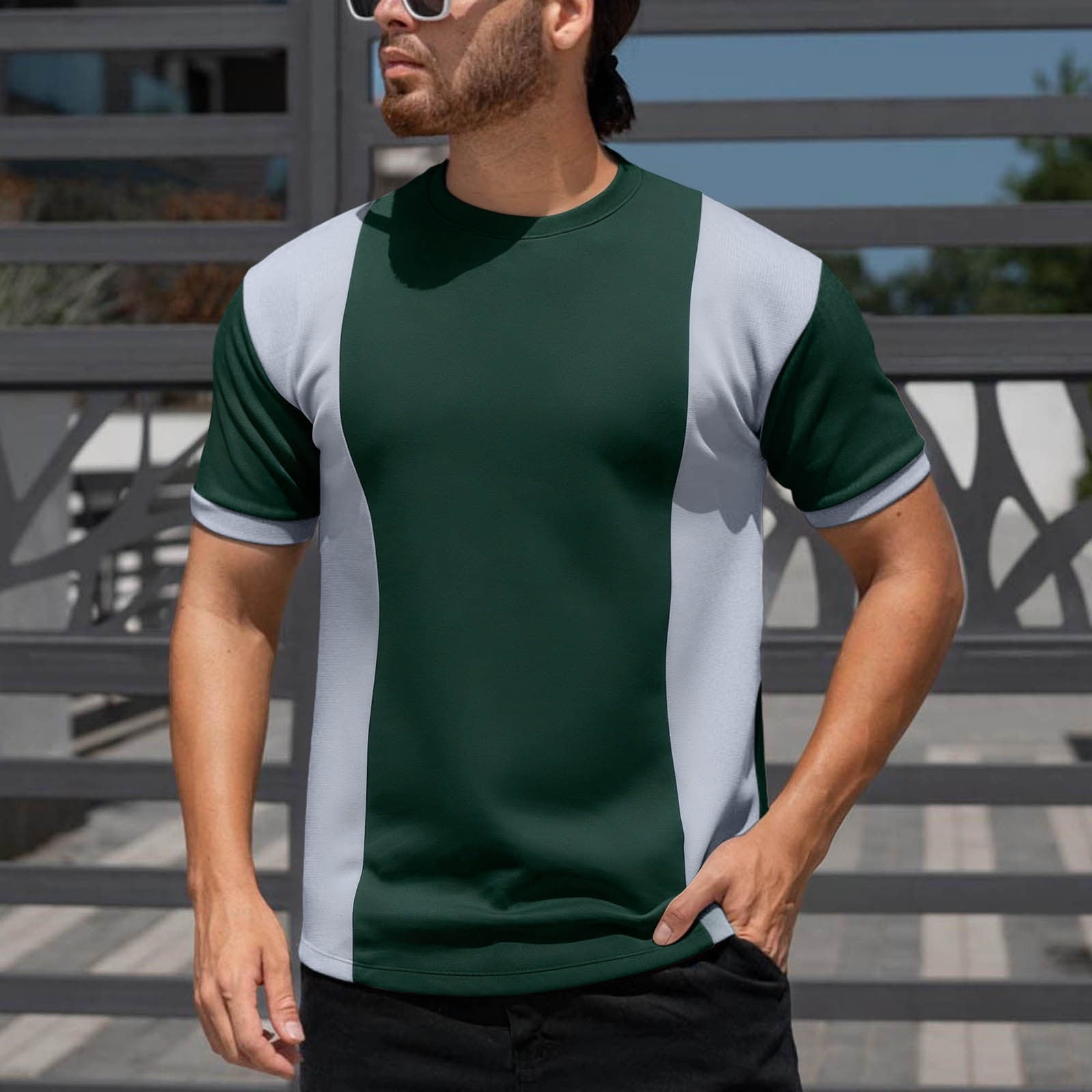 Ahabrexf Title: Men's Short Sleeve Shirts, Breathable Color Block Tee ...