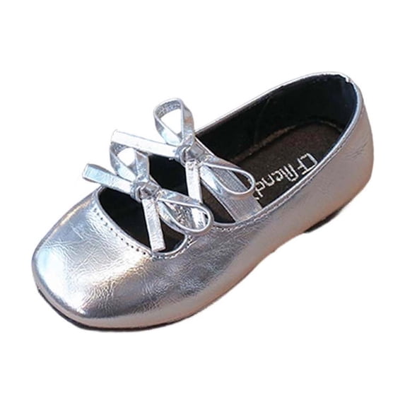 Ahabrexf Toddler Girl Dress Shoes Bow-Knot Solid Color Flat Princess ...