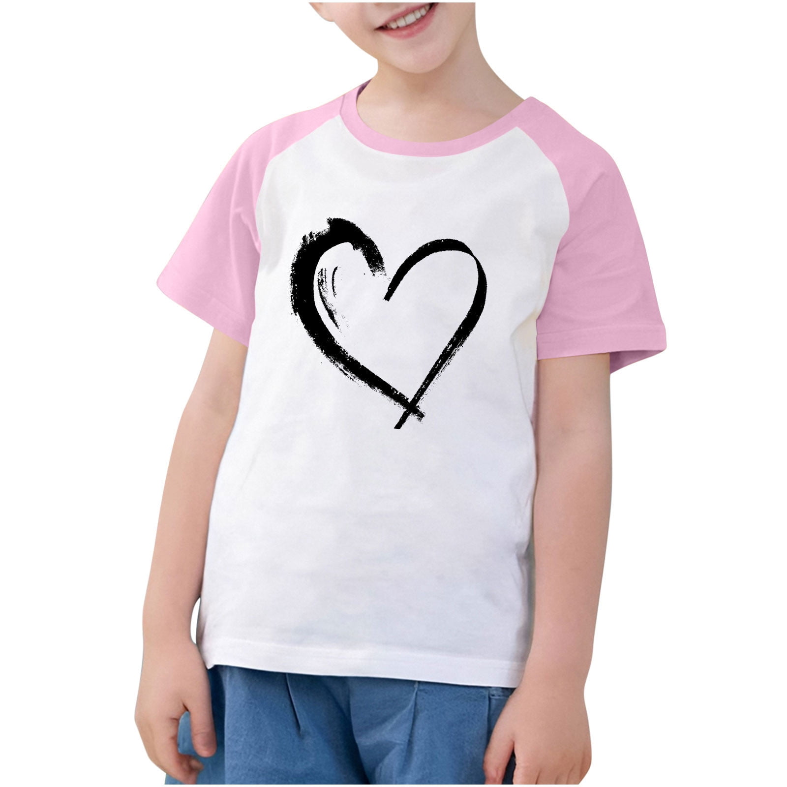 Ahabrexf Valentine's Day Short Sleeve Top for Toddler Boys, Natural ...