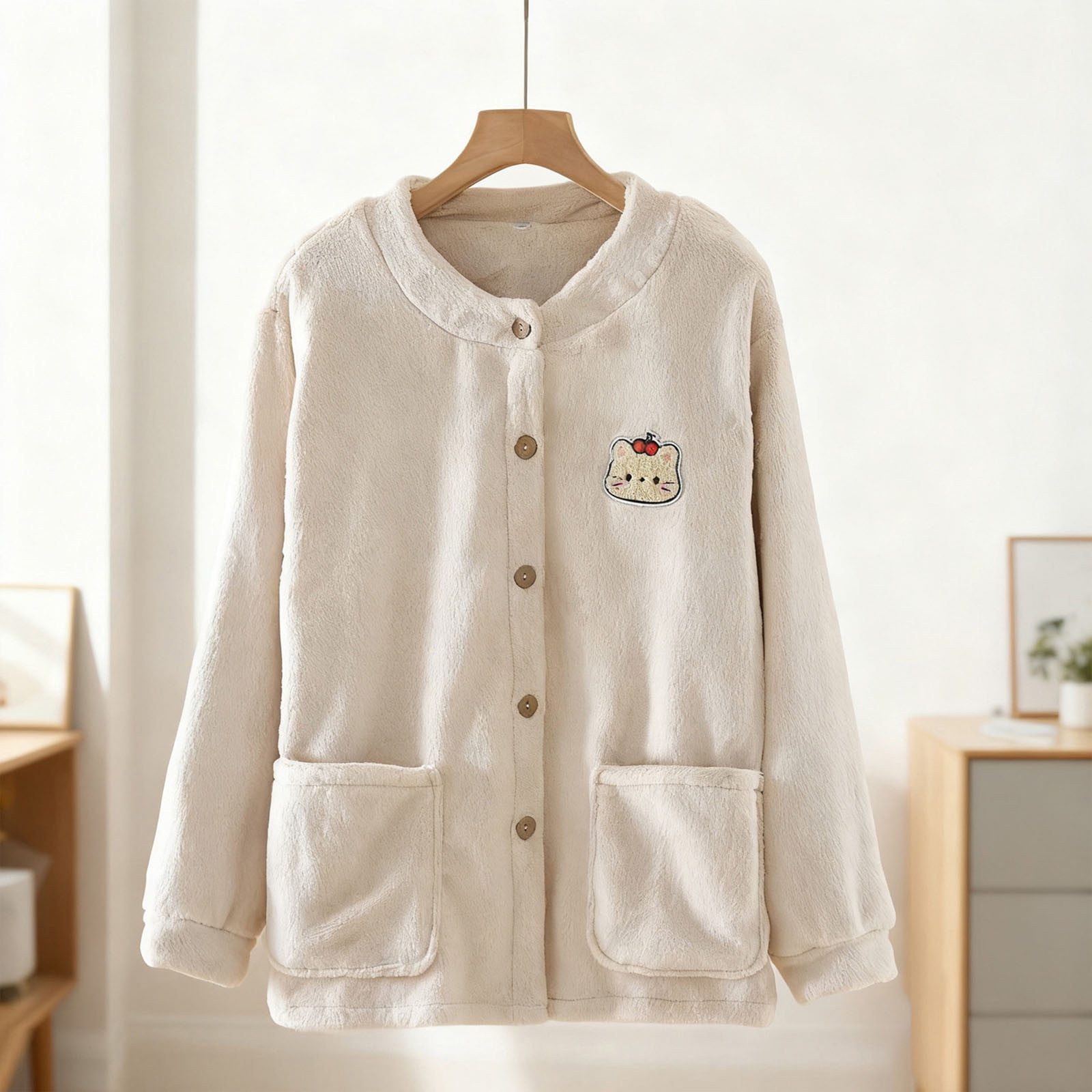 Ahabrexf Warm Clothes for Women,Winter Solid Color Thick Flannel Added ...
