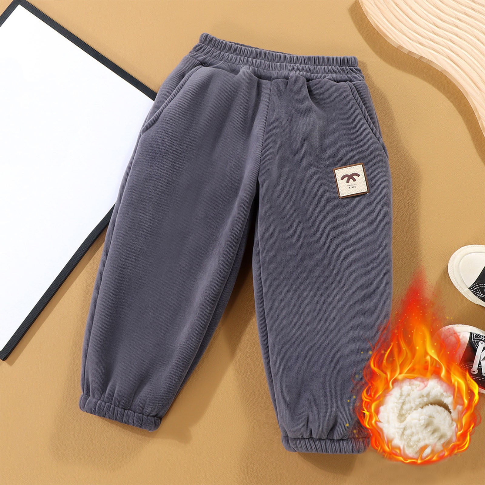 Ahabrexf Warm Leggings for Girl's,Children's Flannel Sweatpants Unisex ...