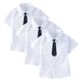 Ahabrexf White Button Up Shirt Boys Short Sleeve 3-Pc Solid Color ...