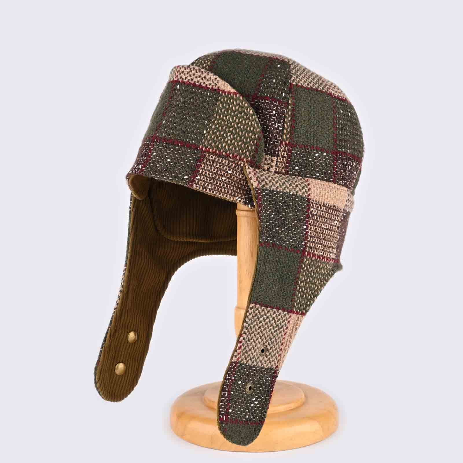 Ahabrexf Winter Hats for Men,Unisex Plaid Colorblock Corduroy Warm Ear ...