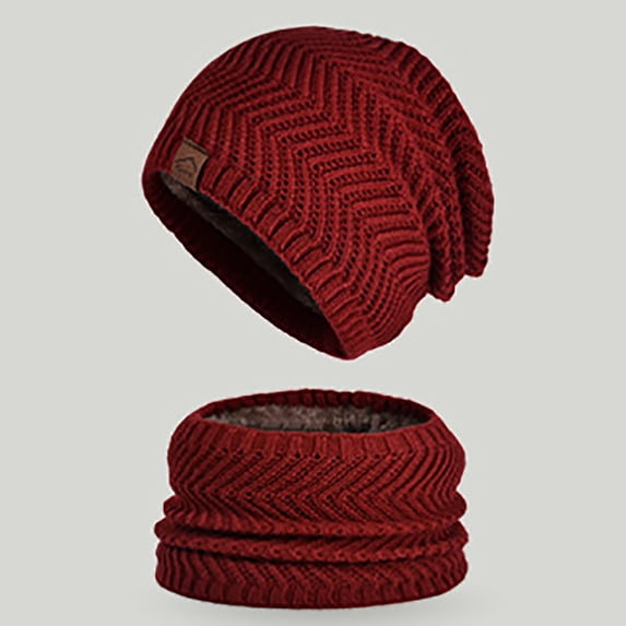 Ahabrexf Winter Hats for Women,Warm Fleece Knitted Cap and Scarf 2 Pc ...