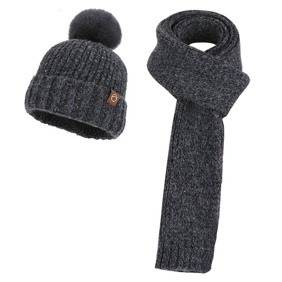 Ahabrexf Winter Hats for Women,Warm Knitted Wool 2 Pc Set with Scarf ...