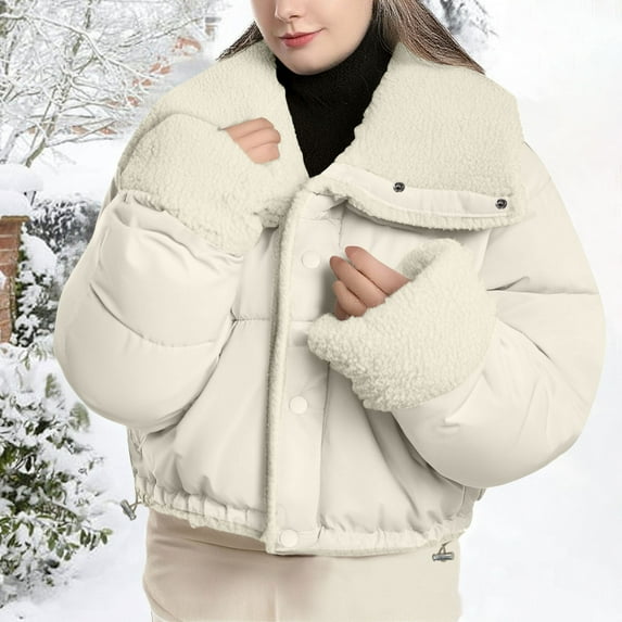 Ahabrexf Winter Jackets for Women,Women's Classic Hue Long Plush Lining ...