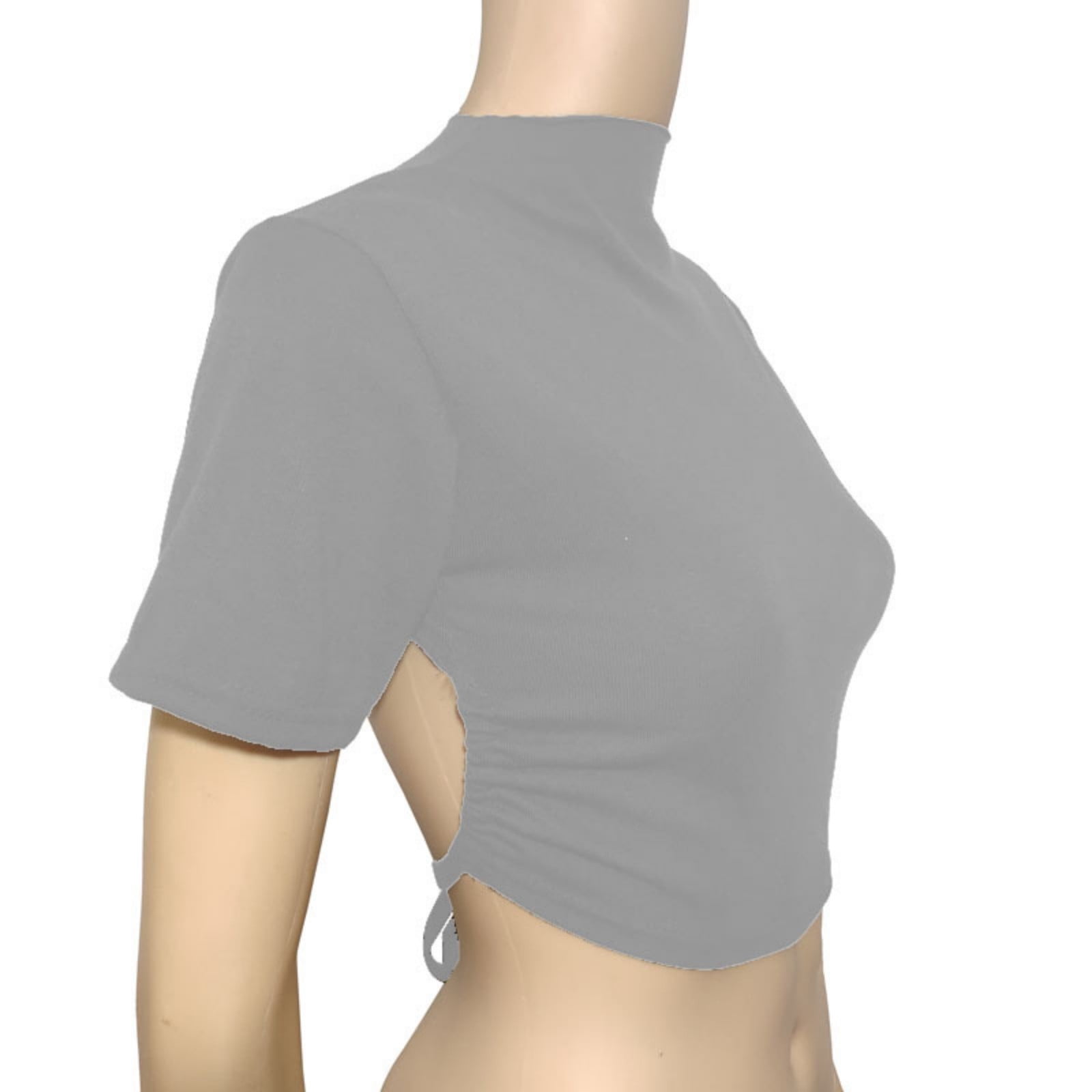 Ahabrexf Women Casual Shirts, Short Sleeve Hollow Back and Front ...