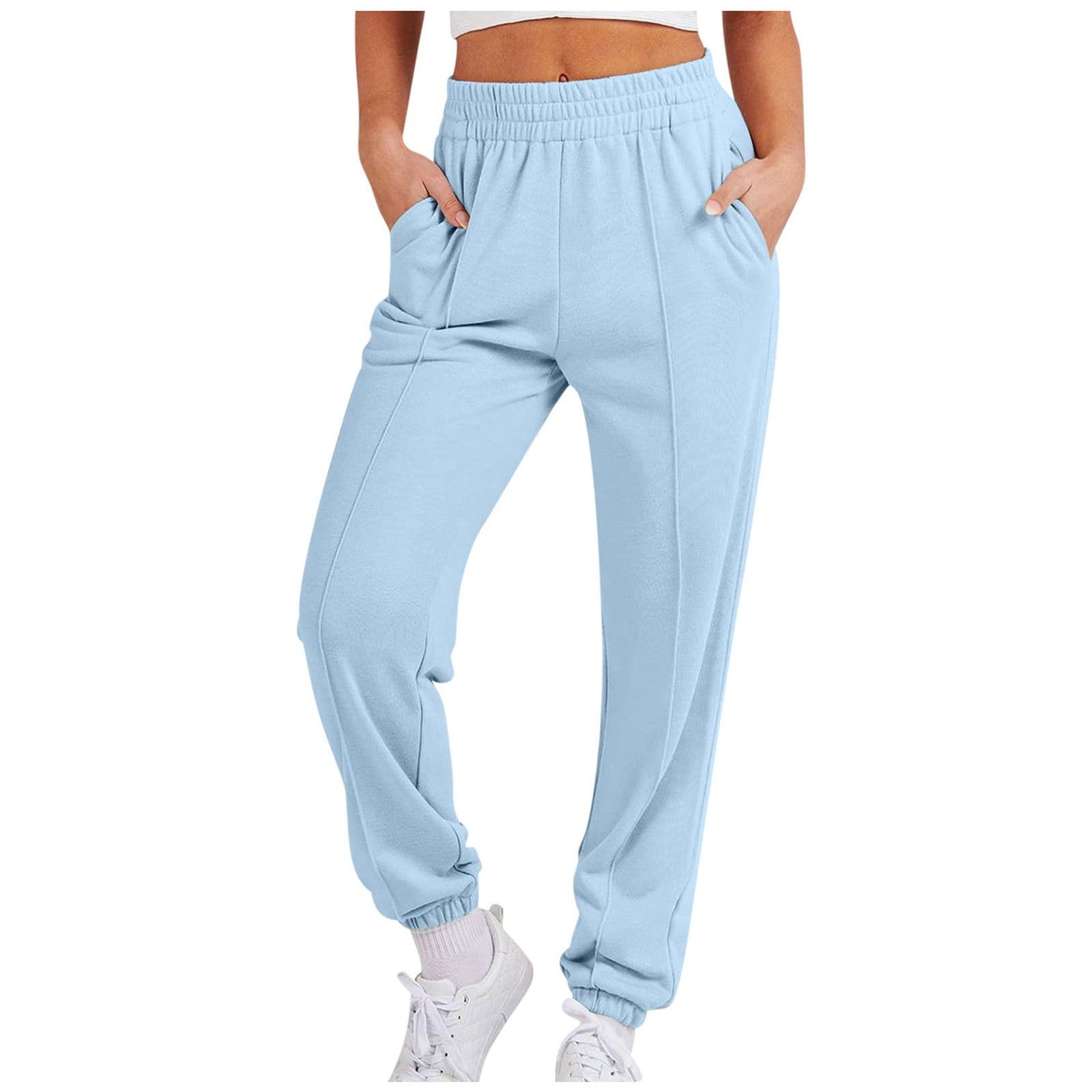 Ahabrexf Women Fashionable High Waisted Solid Color Casual Exercise ...