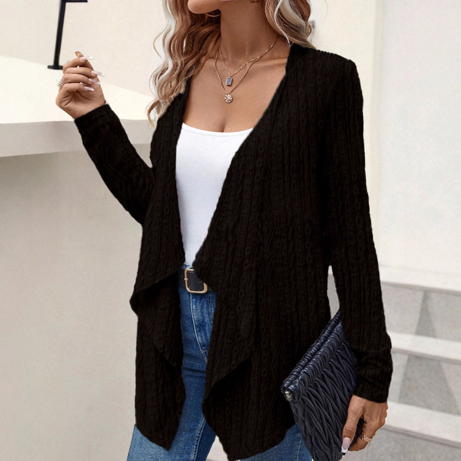 Ahabrexf Women‘S Casual Oversize Fashion Solid Color Fall/Winter Long ...