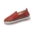 Ahabrexf Women's Casual Loafers Solid Color Rhinestone Embellished Slip ...