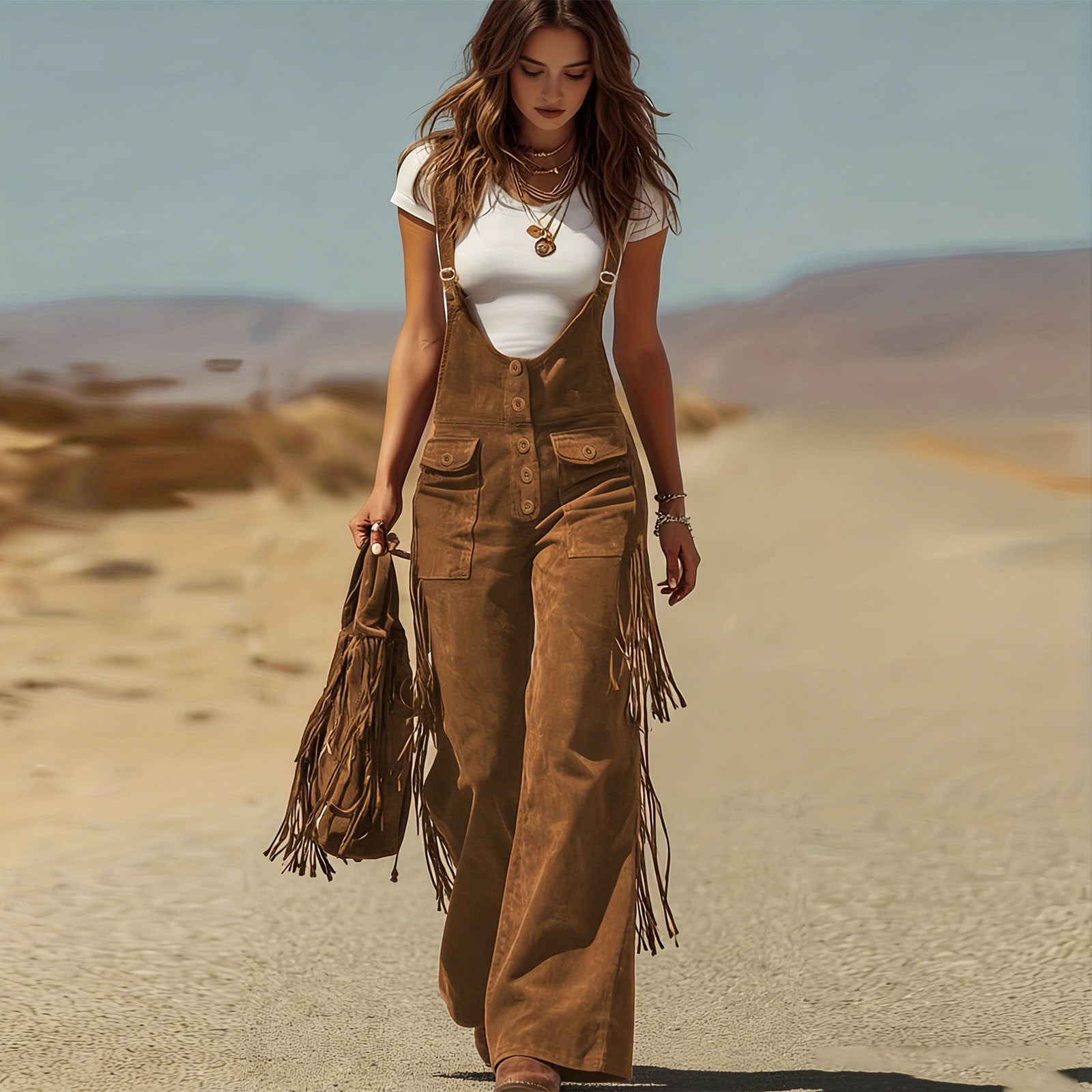 Ahabrexf Women's Casual Summer Rompers, Vintage Western High Waisted ...