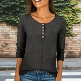 Ahabrexf Women's Casual Three-Quarter Sleeve Sweatshirt,Solid Color ...