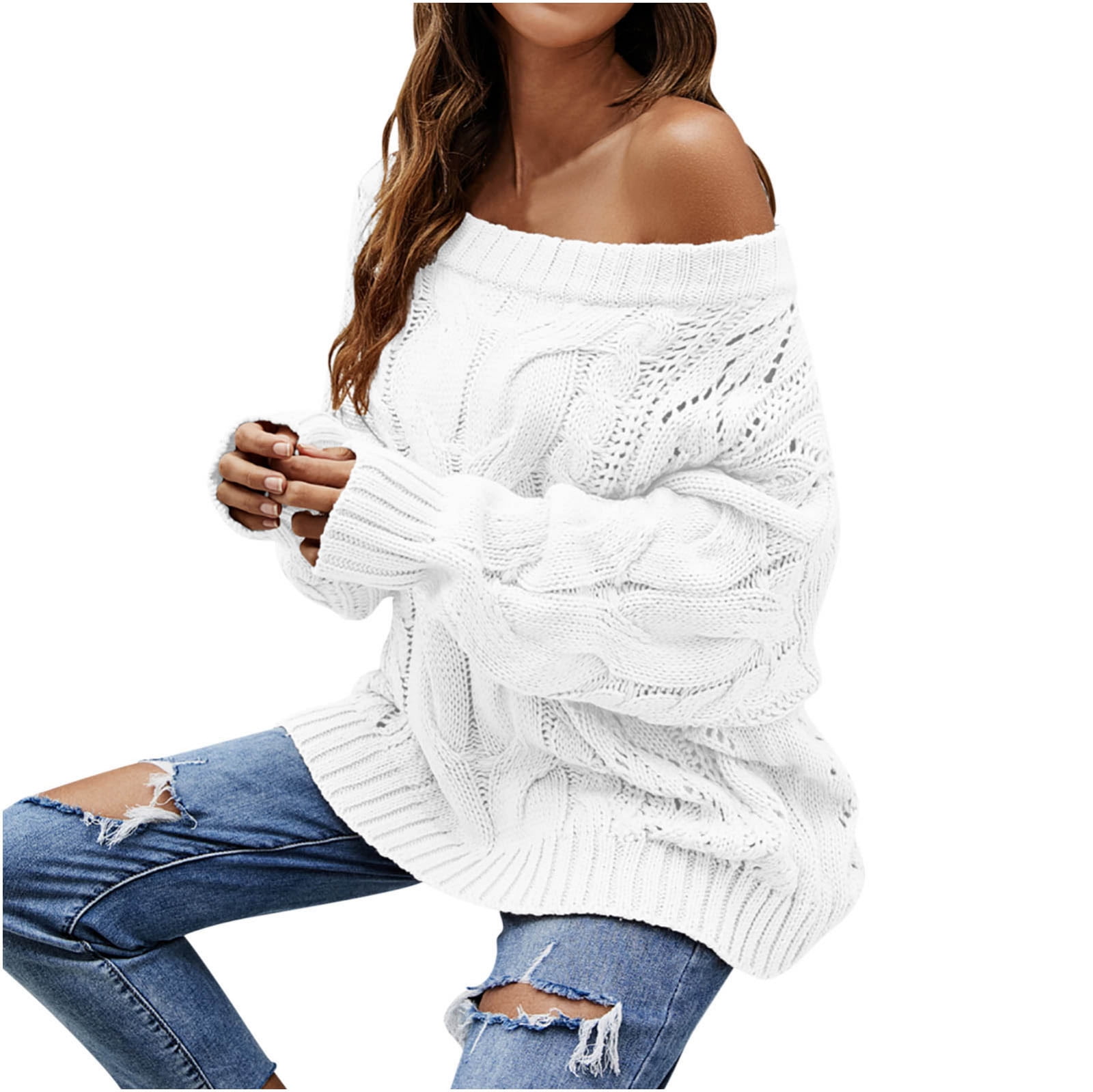 Ahabrexf Sweaters for Women Casual Women's European and Style Knitted ...