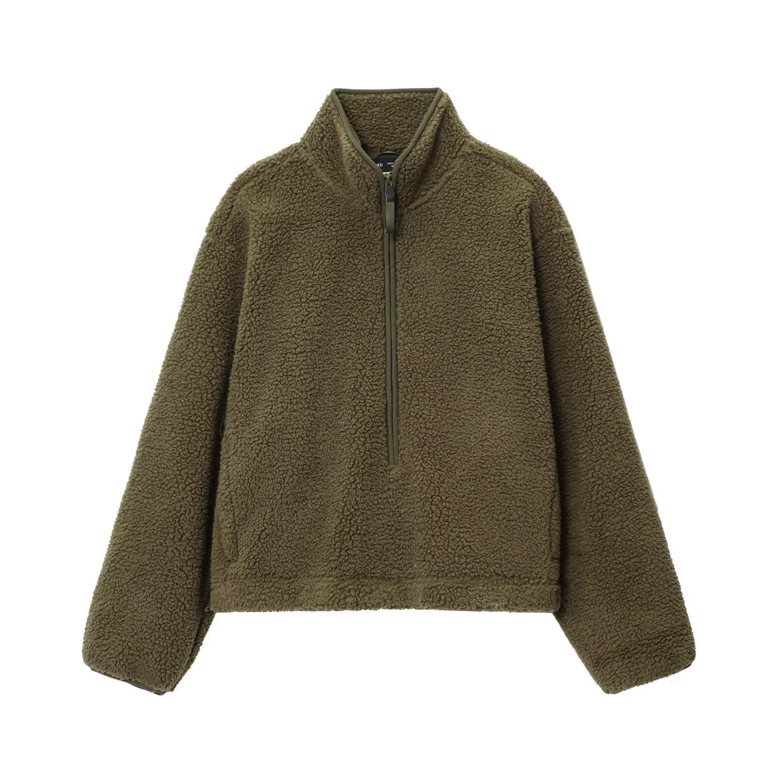 Ahabrexf Women's Fall Clothes,Women's Solid Blouse Zipper Collar Long ...