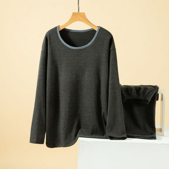 Ahabrexf Women's Fall Tops,Soft and Warm Long Sleeve Thermal Round Neck ...