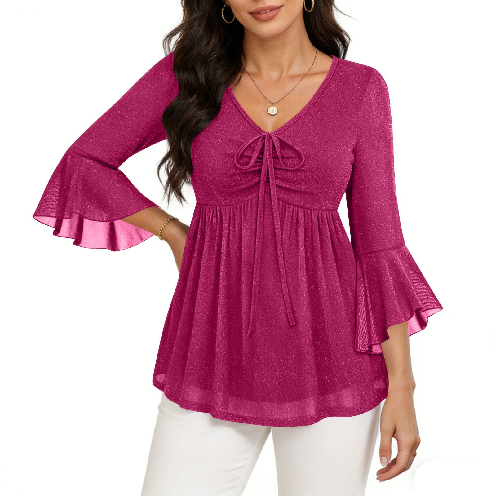 Ahabrexf Women's Fashion Top, Double Layer Mesh with Glittering Gold ...