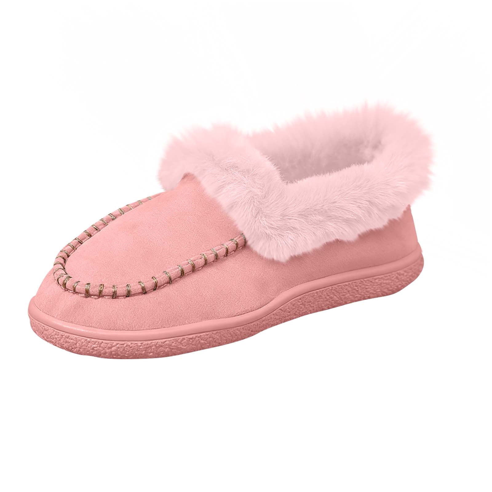 Ahabrexf Women's Faux Fur Lined Slippers Slip-On Warm Comfy Cozy Winter ...