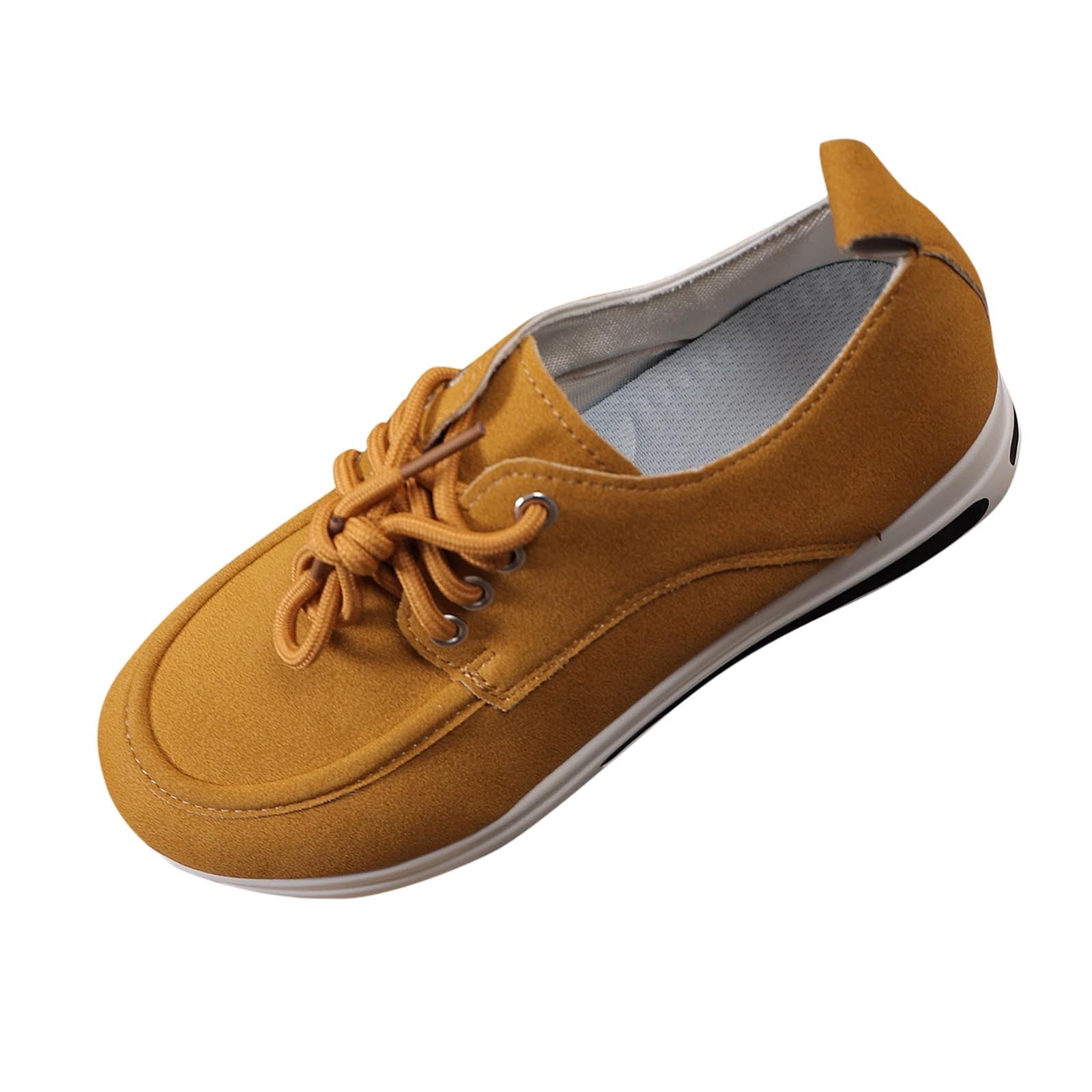 Ahabrexf Women's Lace Up Casual Shoes Platform Thick Sole Height ...