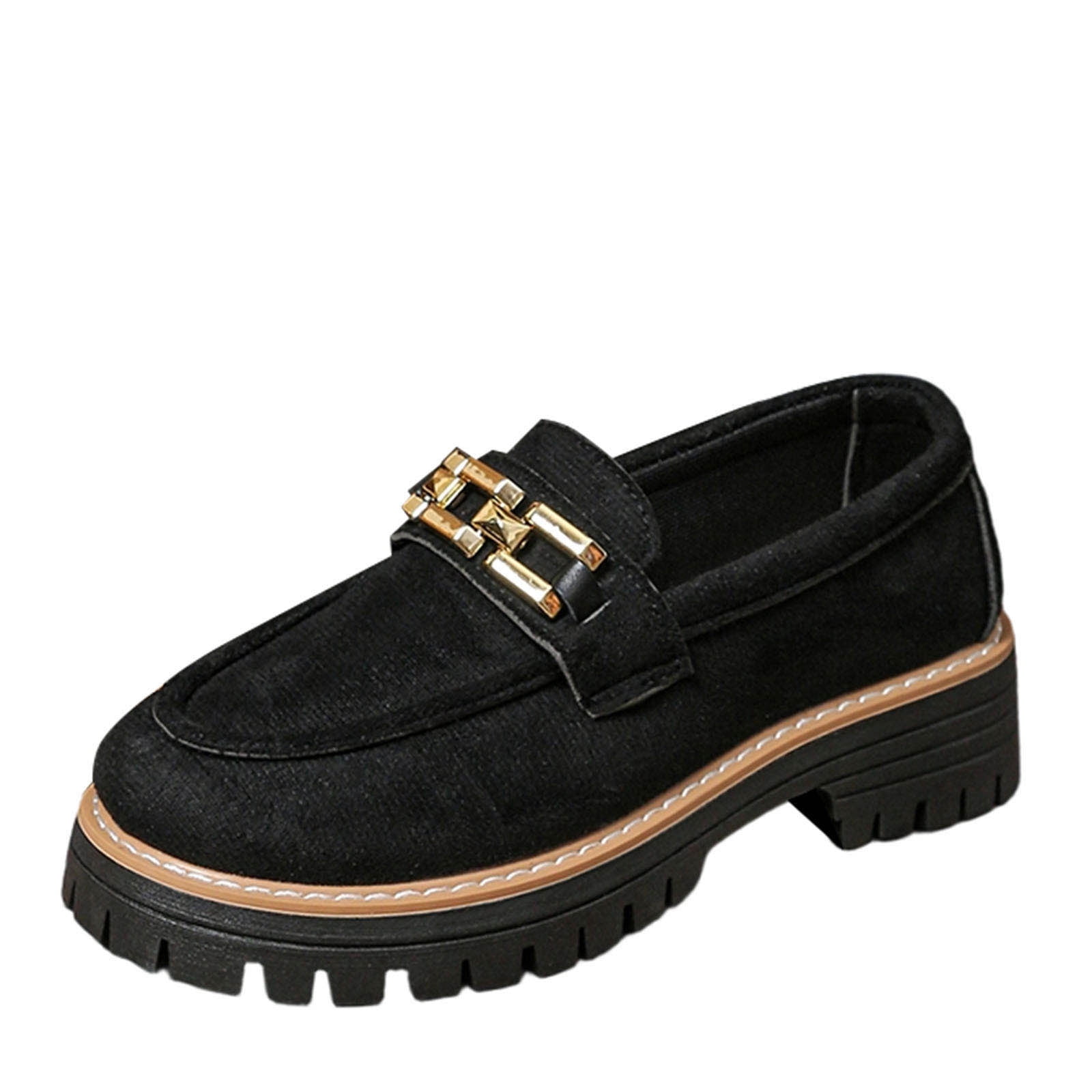 Ahabrexf Women's Loafers Slip-on Shoes Soft Sole Low Heel Breathable ...