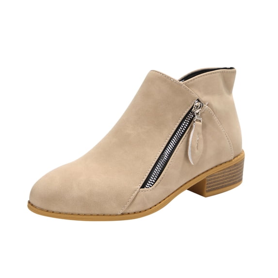 Ahabrexf Women's Mid Calf Boots Pointed Toe Faux Suede Side Zipper ...