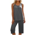 Ahabrexf Women's Pajama Sets Solid Color Ruffled Top Elastic Waist 5 ...