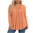 Ahabrexf Women's Plus Size Long Sleeve Tops Gradient Print Ruffle Neck ...