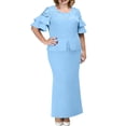 Ahabrexf Women's Plus Size Two-Piece Short Sleeve Lace Embroidery Long ...