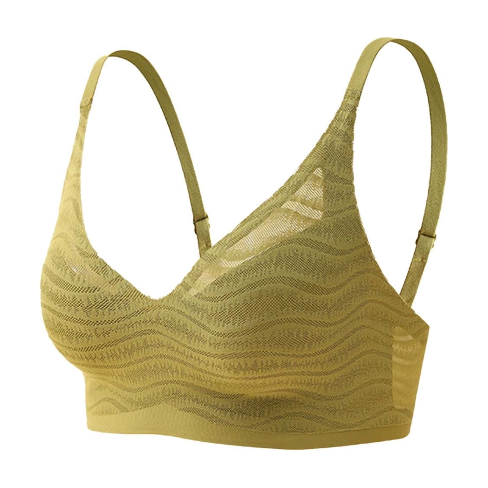 Ahabrexf Women's Solid Color 4 Rows Adjustable Wireless Bra for Women ...