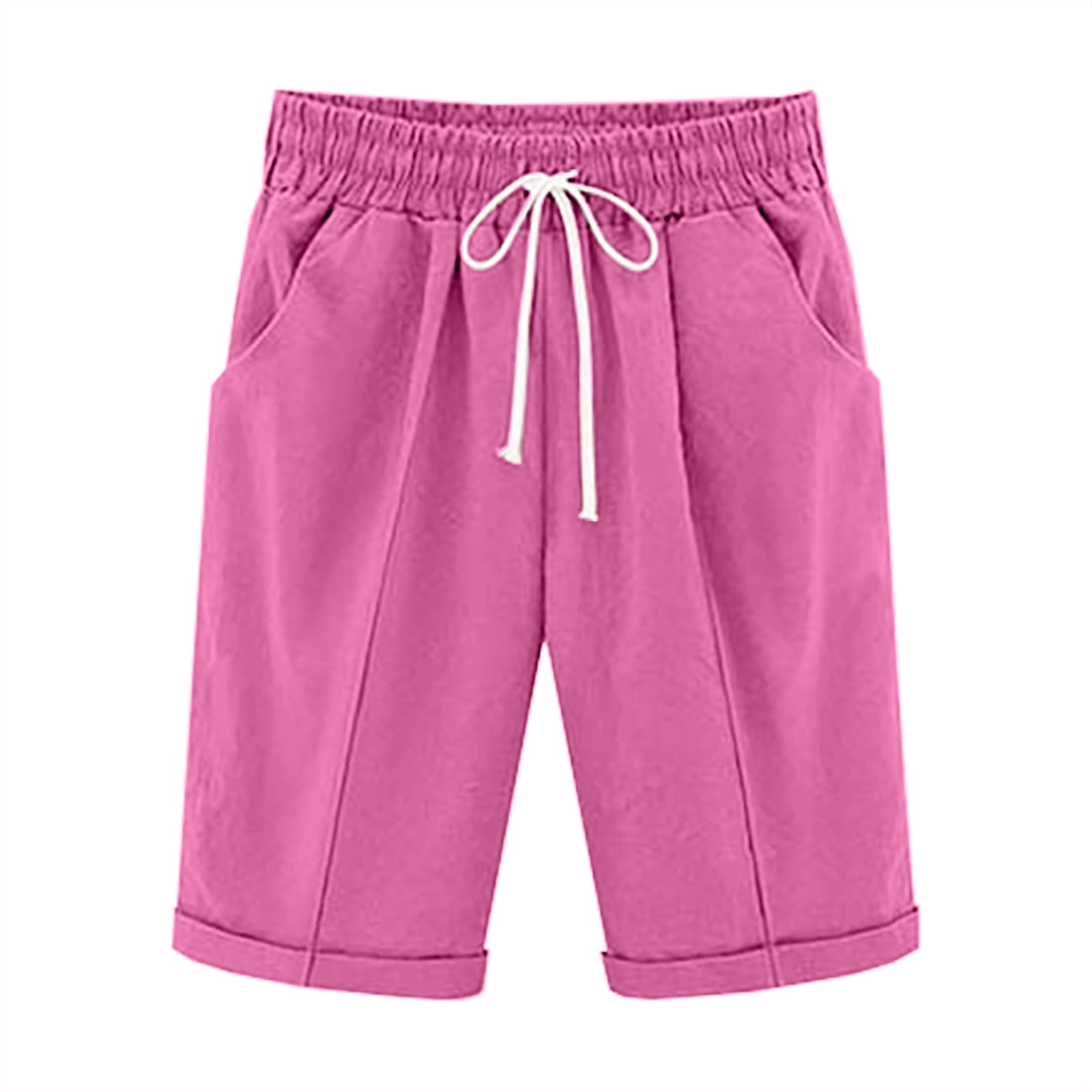 Ahabrexf Women's Solid Color Fashionable Temperament Five Part Pants ...