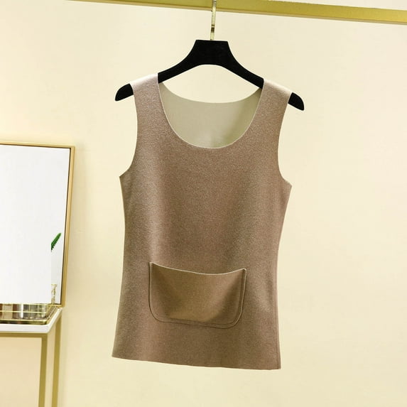 Ahabrexf Women's Tank Tops,Women Fashion Cold-Weather Velvet Classic ...