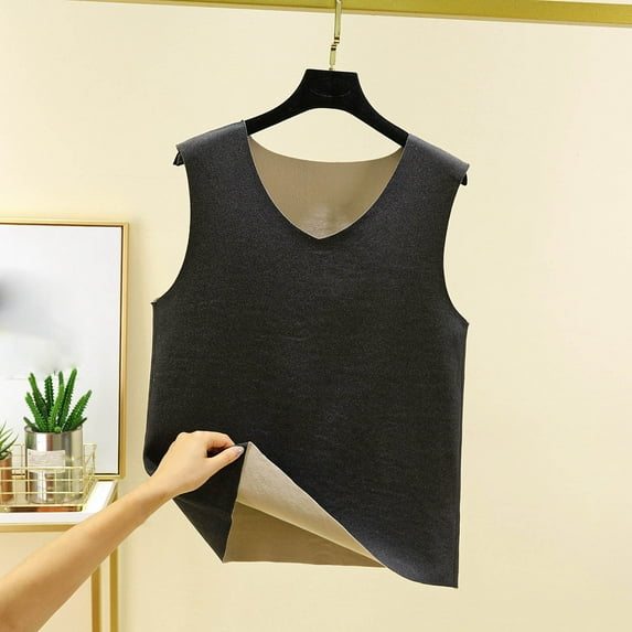 Ahabrexf Women's Tank Tops,Women Fashion Snow-Day Velvet Single-Tone ...