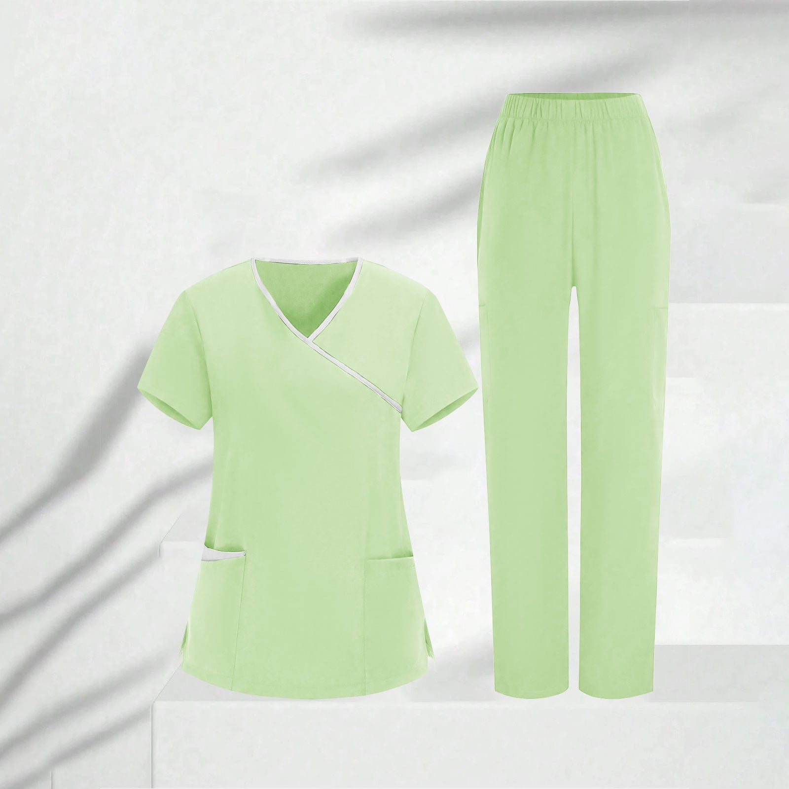 Ahabrexf Women's Uniform Pants,Nurses Sets Tunic Clinic Carer V-Neck ...