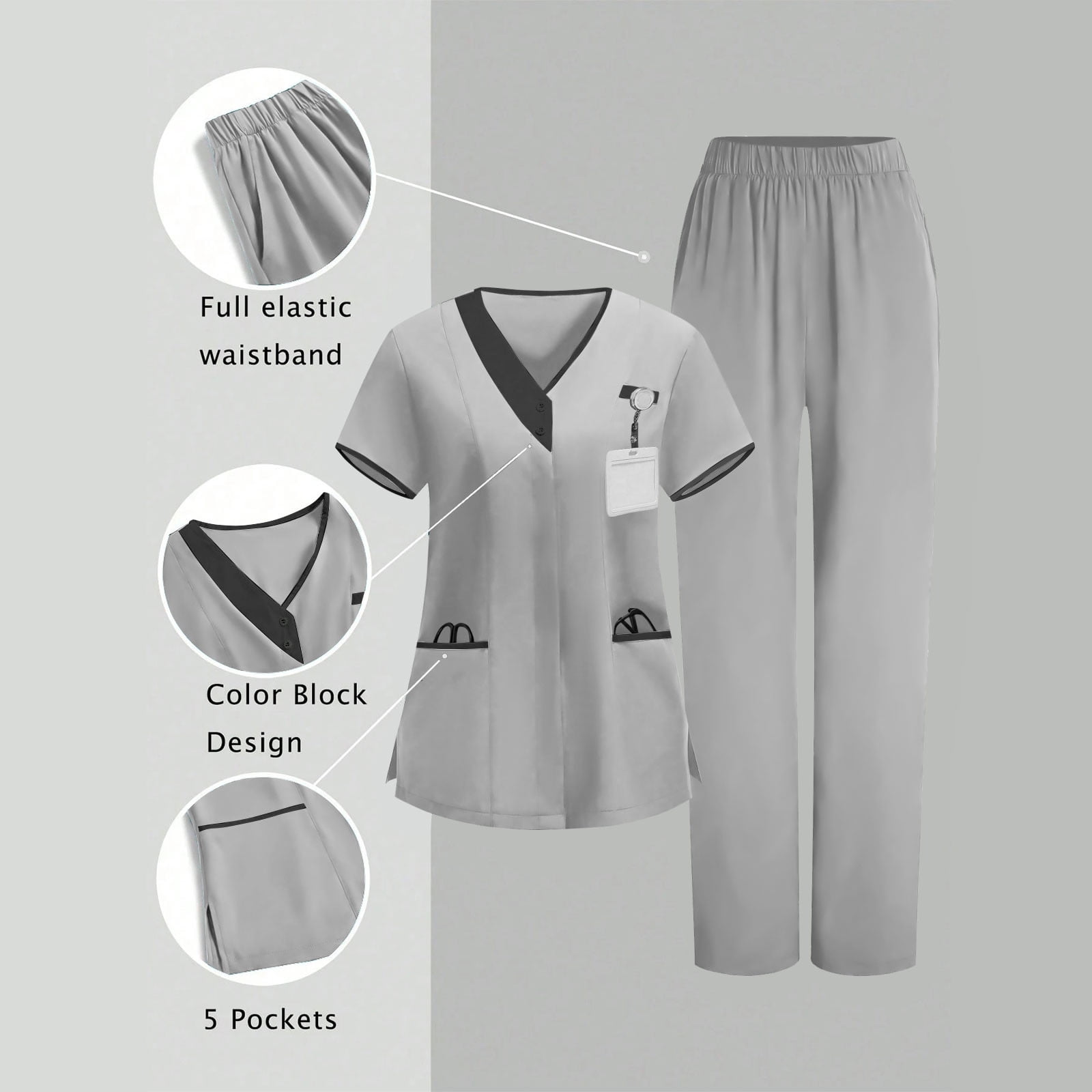 Ahabrexf Women's Uniform Pants,Nurses Sets Tunic Clinic Carer V-Neck ...