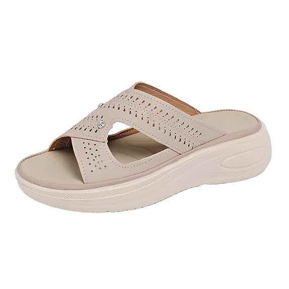 Ahabrexf Women's Wedge Sandals Breathable Hollow Out Thick Bottom Slope ...