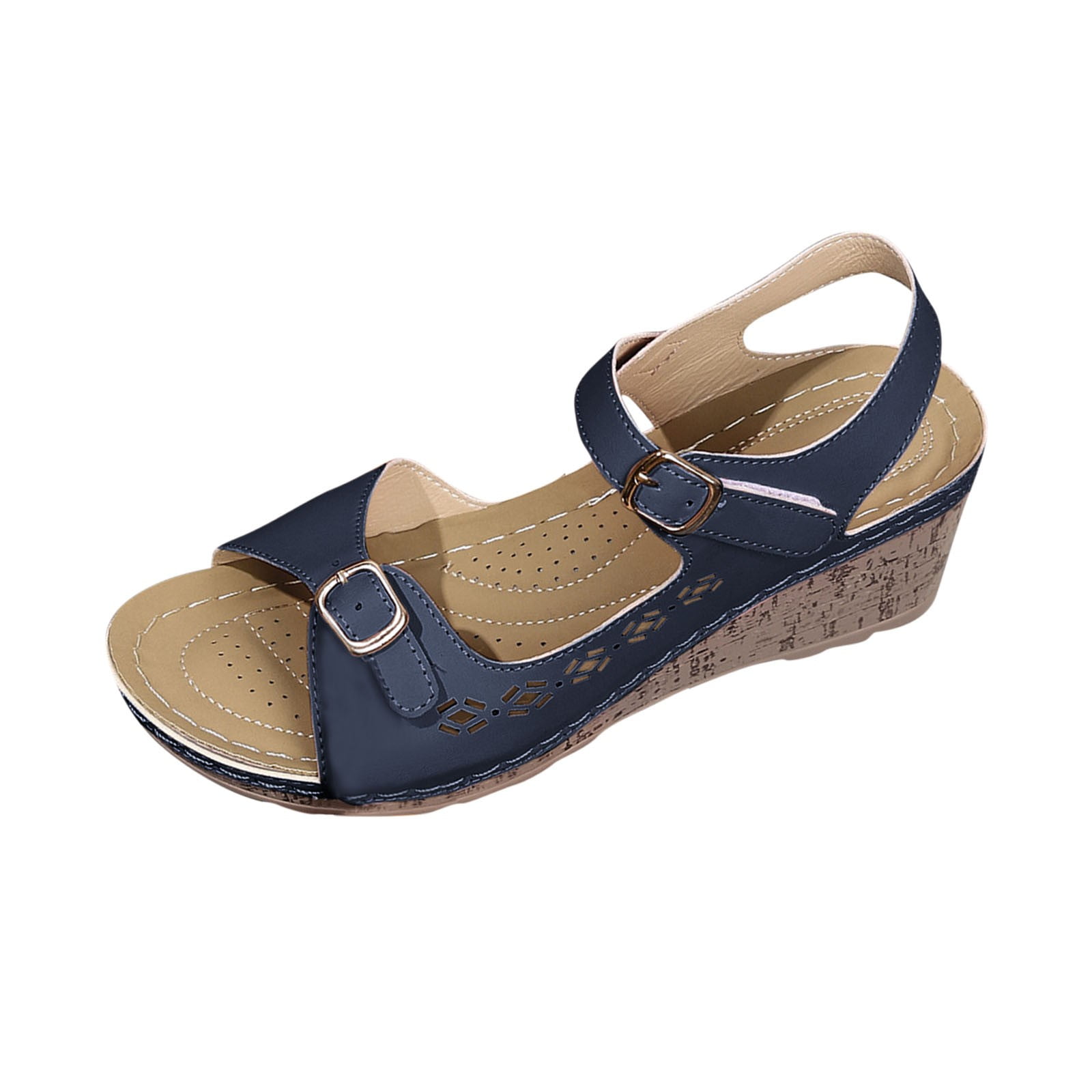 Ahabrexf Women's Wedge Sandals Open Toe Casual Summer Shoes with ...