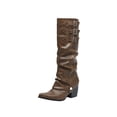 Ahabrexf Women's Western Boots Chunky Heel Mid Calf Distressed Leather ...