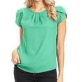 Ahabrexf Womens Blouses Women's Chiffon Solid Color Short Sleeve Round ...