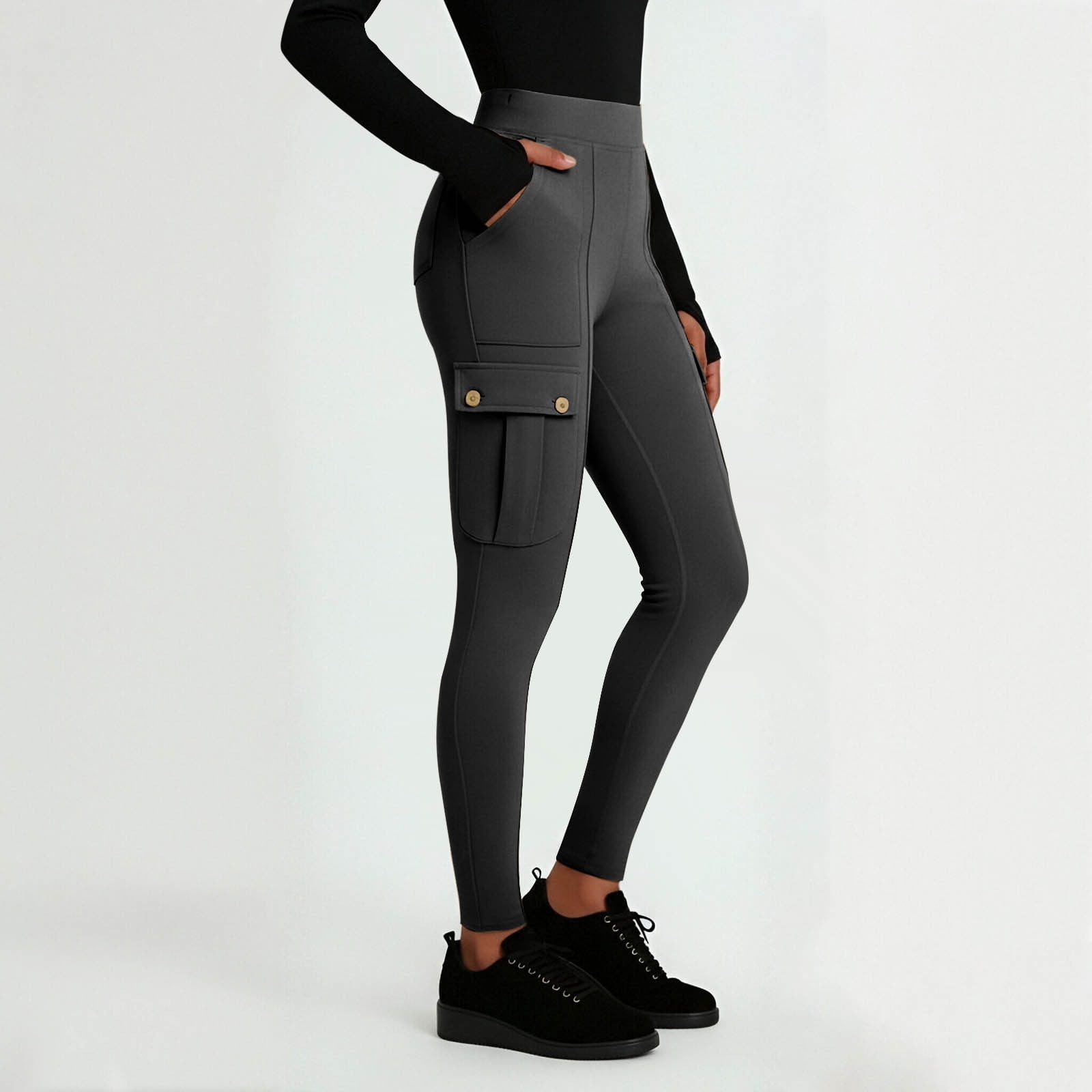 Ahabrexf Womens Seamless Leggings, High-Waisted Yoga Pants with Pockets ...