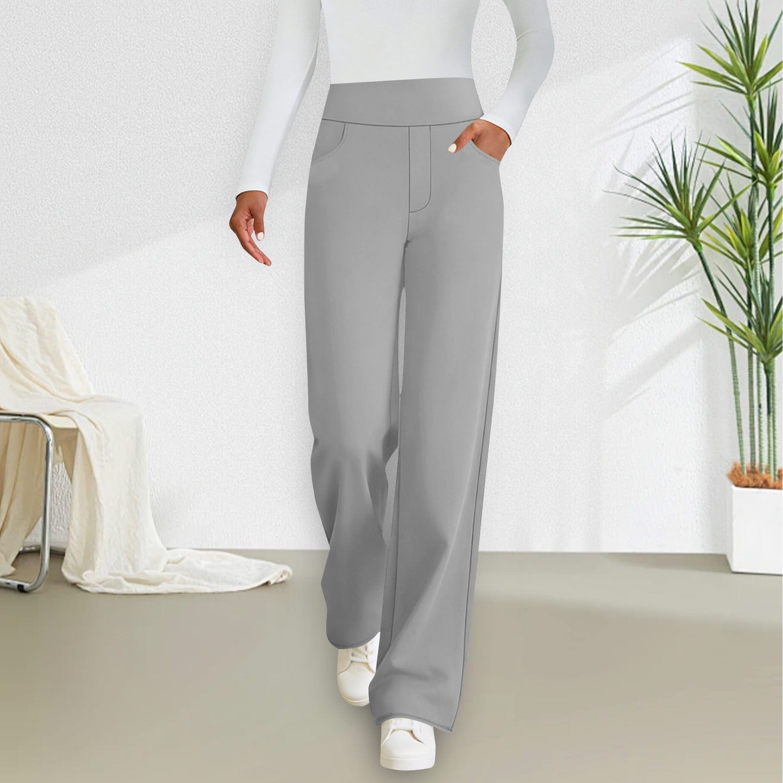 Ahabrexf Womens Sweat Pants, Casual Solid Color Elastic Waist Lounge ...