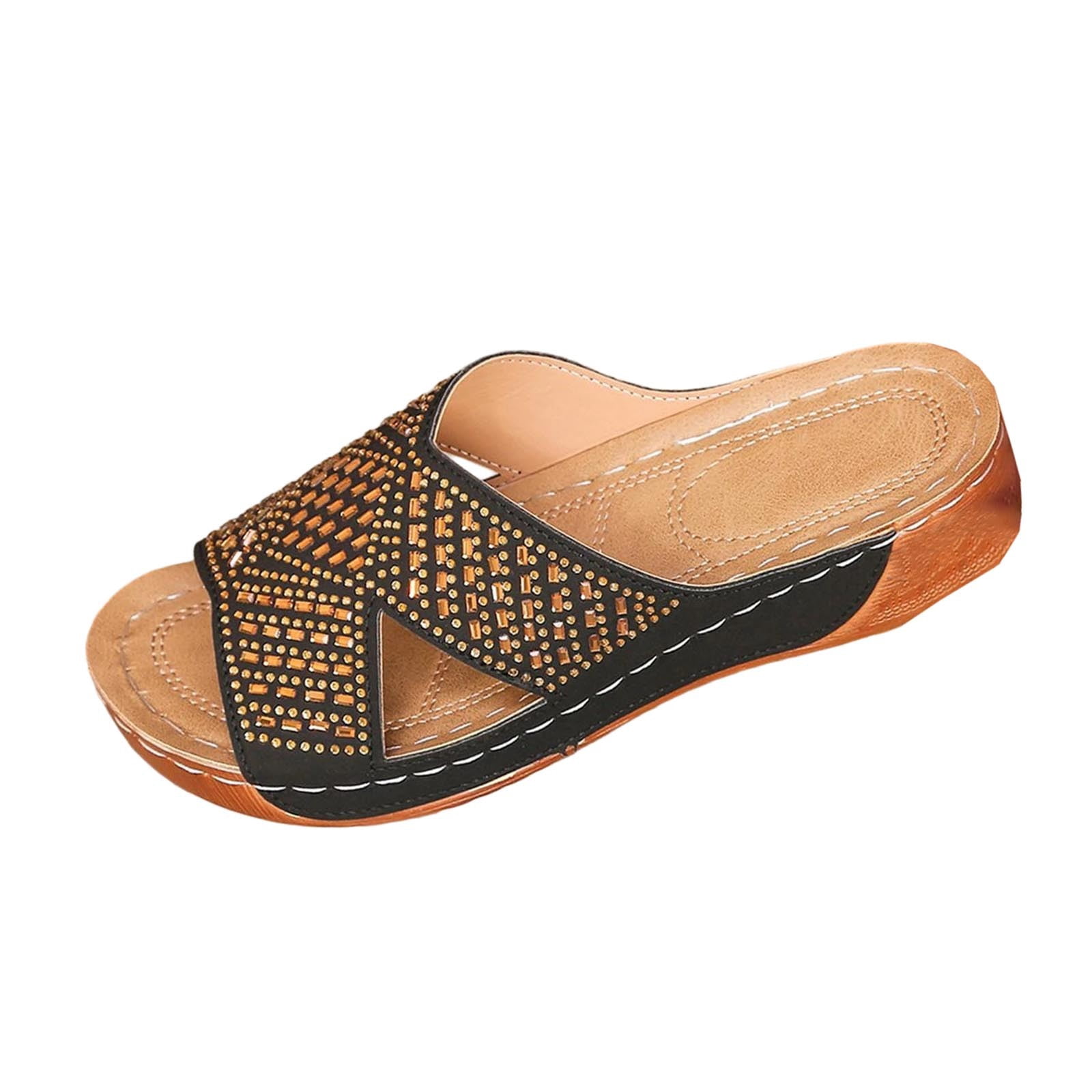 Ahabrexf Womens Wedge Sandals Open Toe on 1 Strap Casual Summer Shoes ...