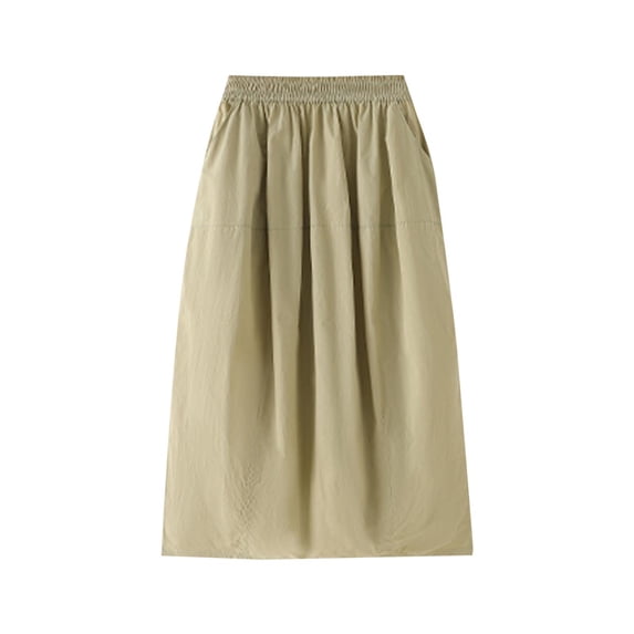 Ahabrexf a Line Skirt High Waisted Puffy Back Slit Sun Protection ...