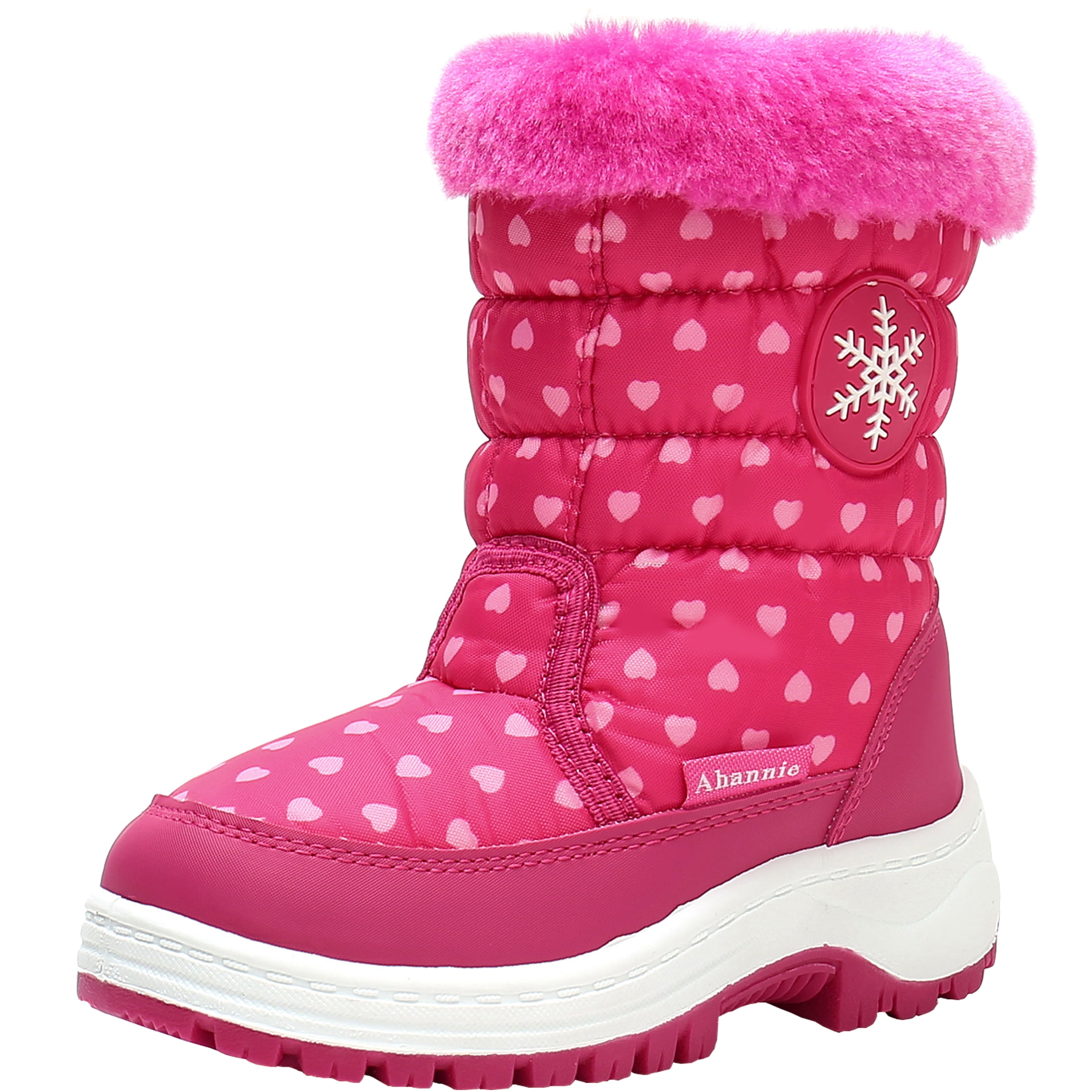 Ahannie Girls Faux-Fur Cuff Warm Snow Boots, Insulated Outdoor Winter ...