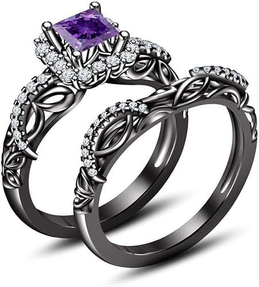 Ahansh Jewels 2.25 Ct Princess Cut Purple Amethyst Engagement Wedding Thanksgiving Christmas ...