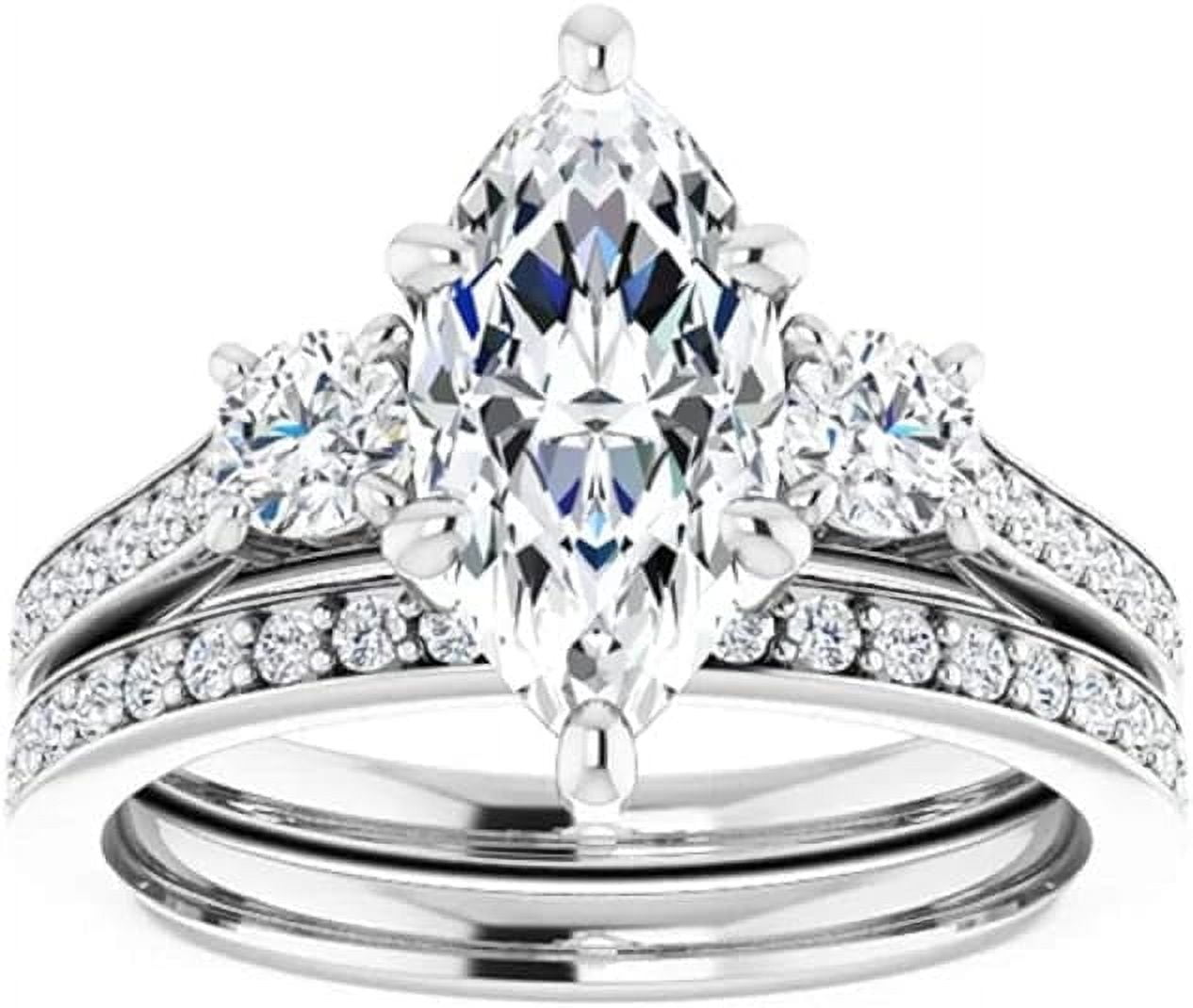 Ahansh Jewels 925 Sterling Silver Marquise Cut White Diamond Wedding Engagement Bridal Ring Set ...