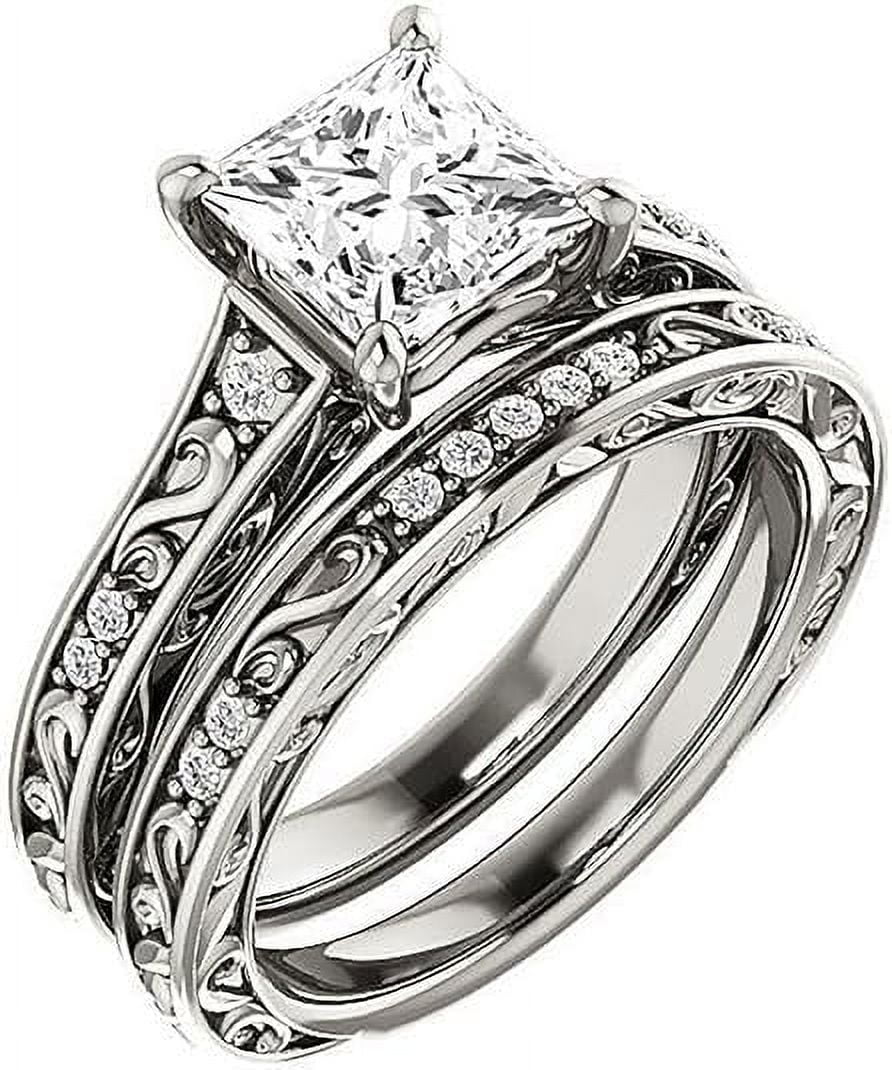 Ahansh Jewels 925 Sterling Silver Princess Cut White Diamond Wedding ...