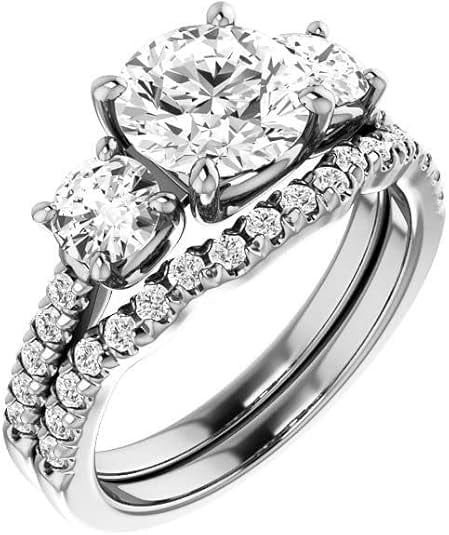 Ahansh Jewels 925 Sterling Silver Round Cut White Diamond Wedding Engagement Bridal Ring Set 14K ...